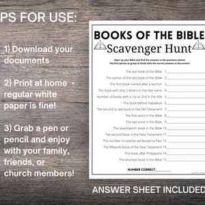 Books of the Bible Scavenger Hunt Game: Christian Sunday School ...