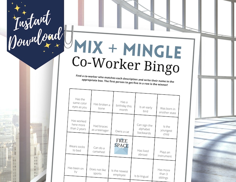Office Party Co-worker Bingo Fun Work Bingo Game Getting to - Etsy