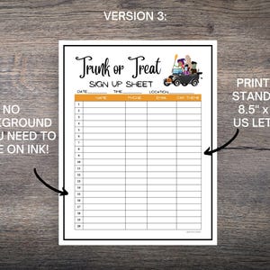 Trunk or Treat Sign up Sheet: Halloween Volunteer Form (digital ...