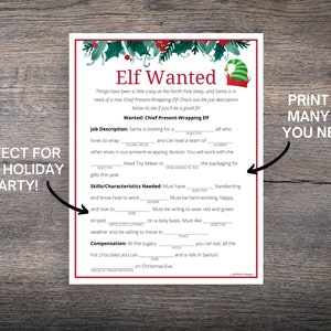 Funny Elf Mad Libs Game: Christmas Family Activity (PDF) - Etsy