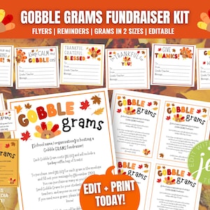 Thanksgiving Gobble Grams Fundraising Kit: Editable PTA PTO School or ...