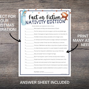 Christmas Nativity Trivia Game: Fact or Fiction (instant Download) - Etsy