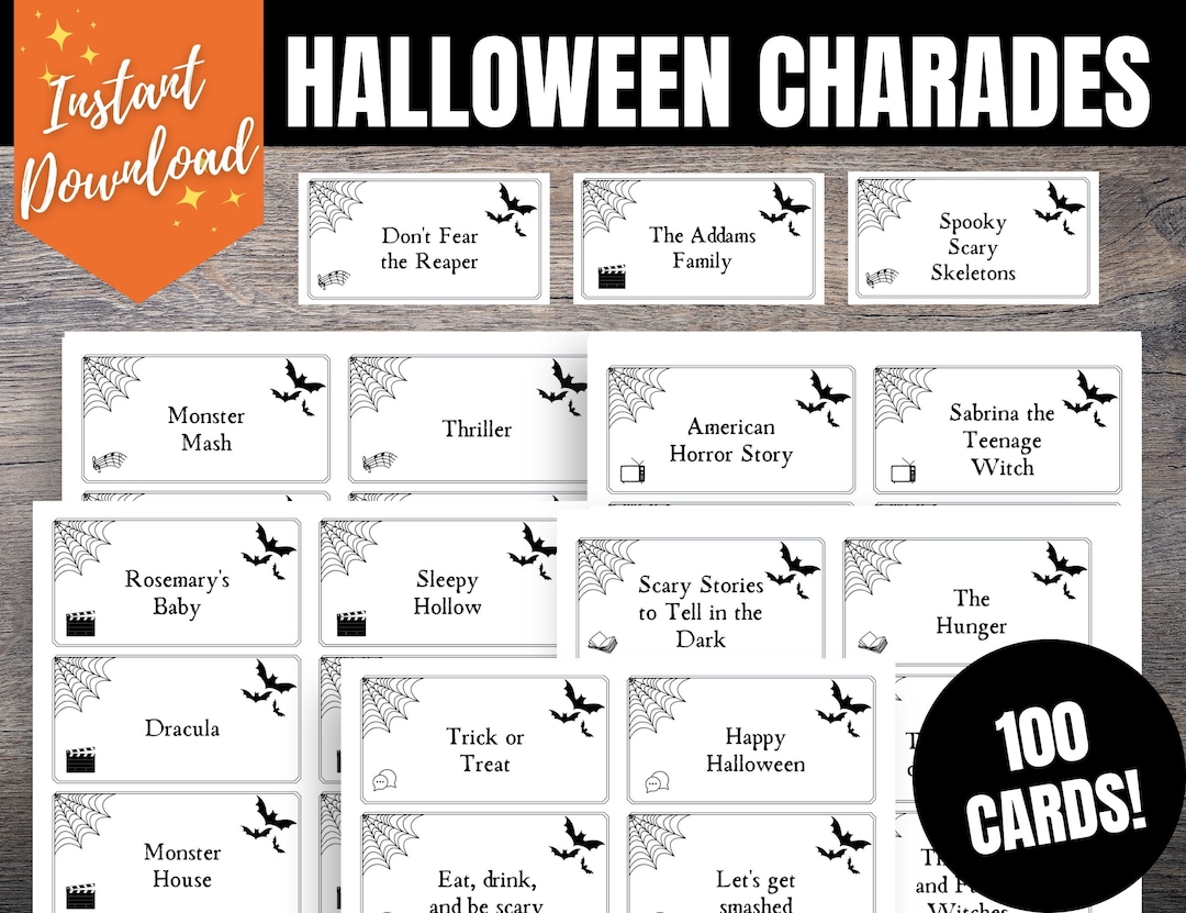 Halloween Charades for Adults and Teens, Halloween Party Game Idea ...