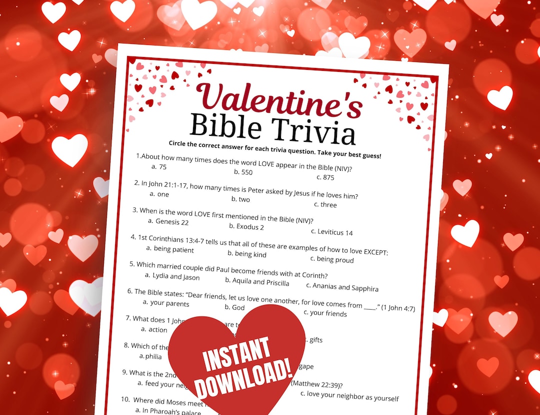Valentine’s Bible Trivia Game, Valentine's Day Christian Trivia ...