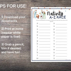 Bible Christmas A to Z Race Printable Game, Christian Christmas Game ...