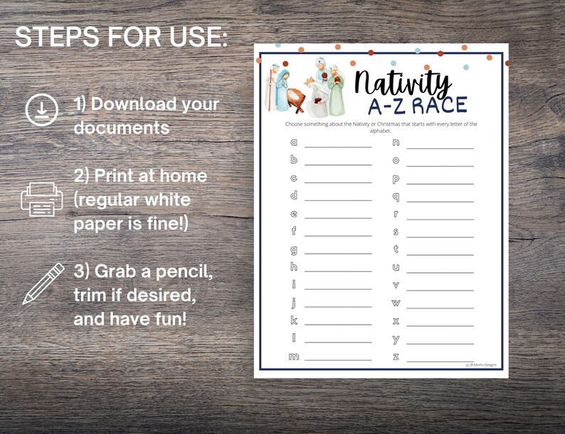 Bible Christmas A to Z Race Printable Game Christian - Etsy