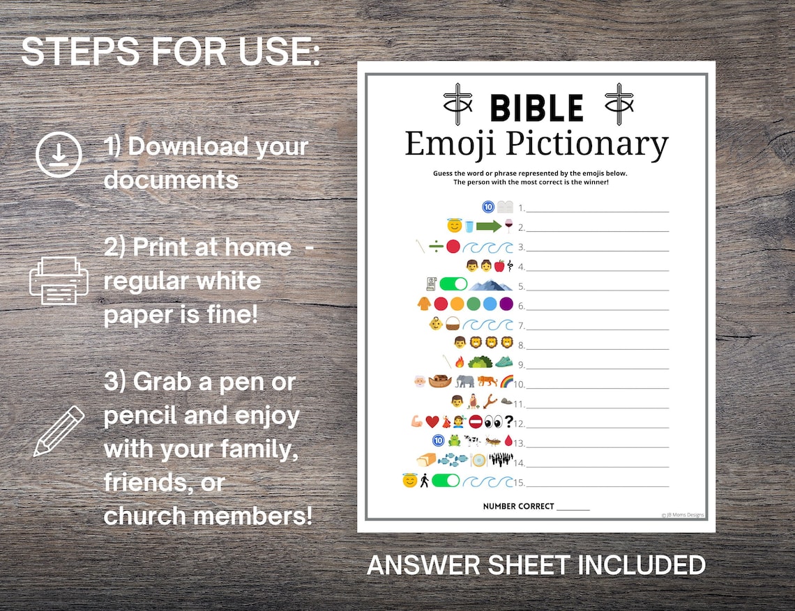 Bible Emoji Pictionary Game Printable Bible Emoji Game Fun - Etsy Australia
