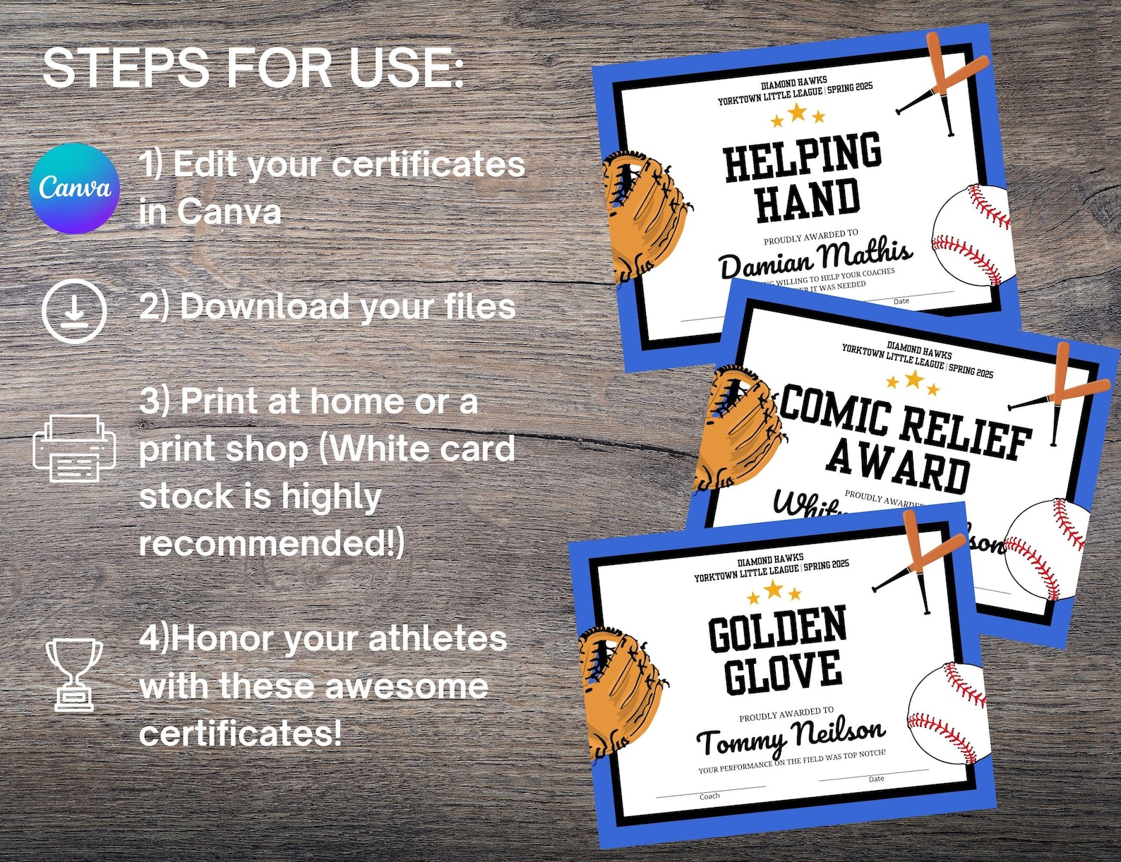 Editable Baseball Award Certificates: End of Season Team Party (PDF ...