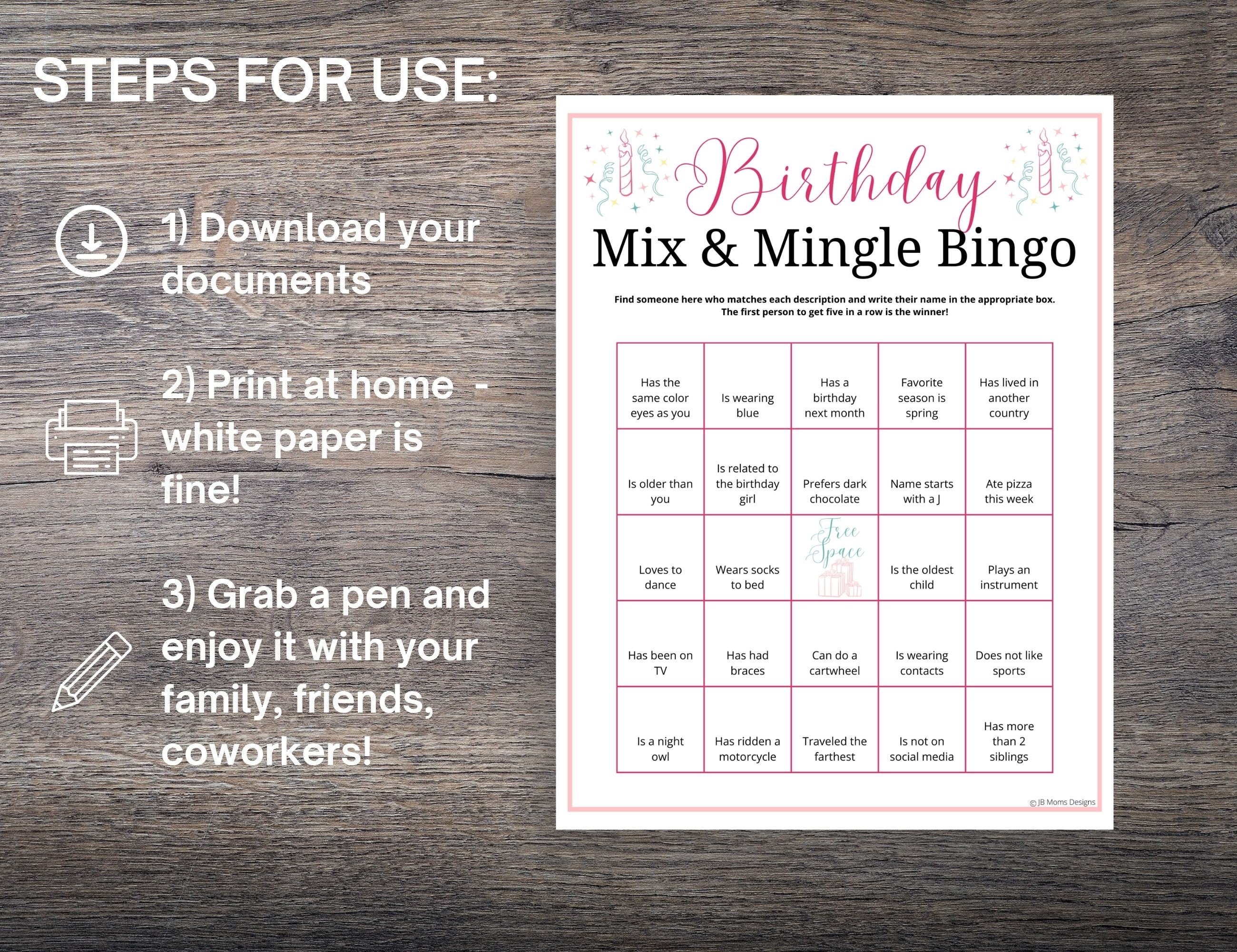 Birthday Guest Bingo: Mix and Mingle Icebreaker Game (editable PDF) - Etsy