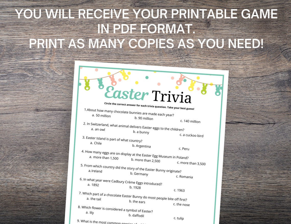 Easter Trivia Game: Printable Easter Quiz (digital Download) - Etsy