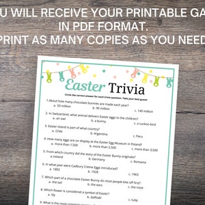 Easter Trivia Game: Printable Easter Quiz (digital Download) - Etsy