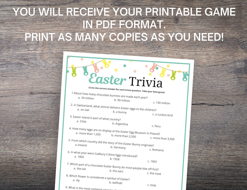 Easter Trivia Game: Printable Easter Quiz (digital Download) - Etsy