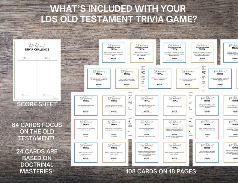 LDS Old Testament Trivia Game, for Seminary, Sunday School, Youth ...