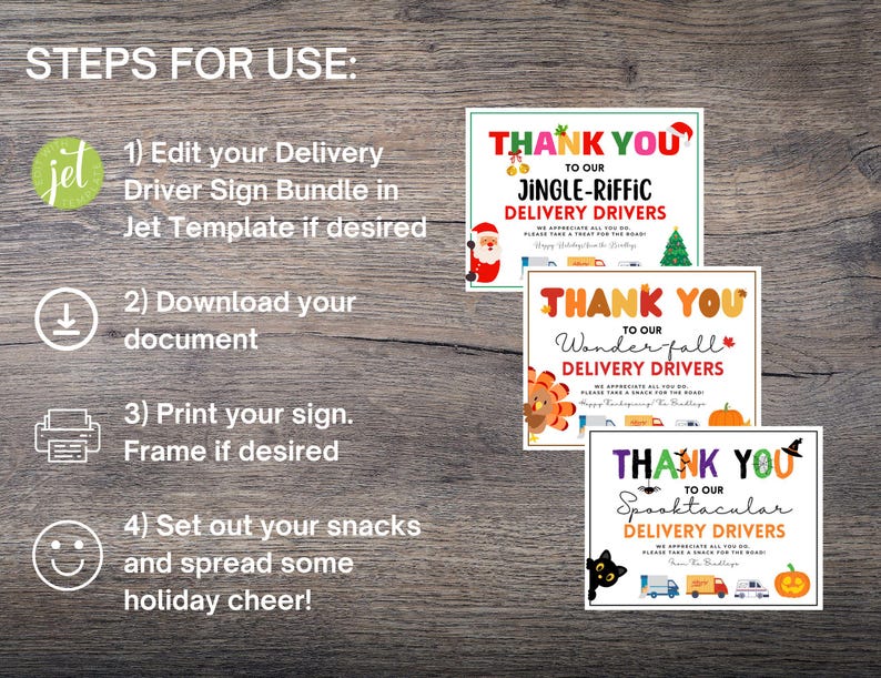 Editable Holiday Delivery Driver Thank You Signs (digital Download) - Etsy