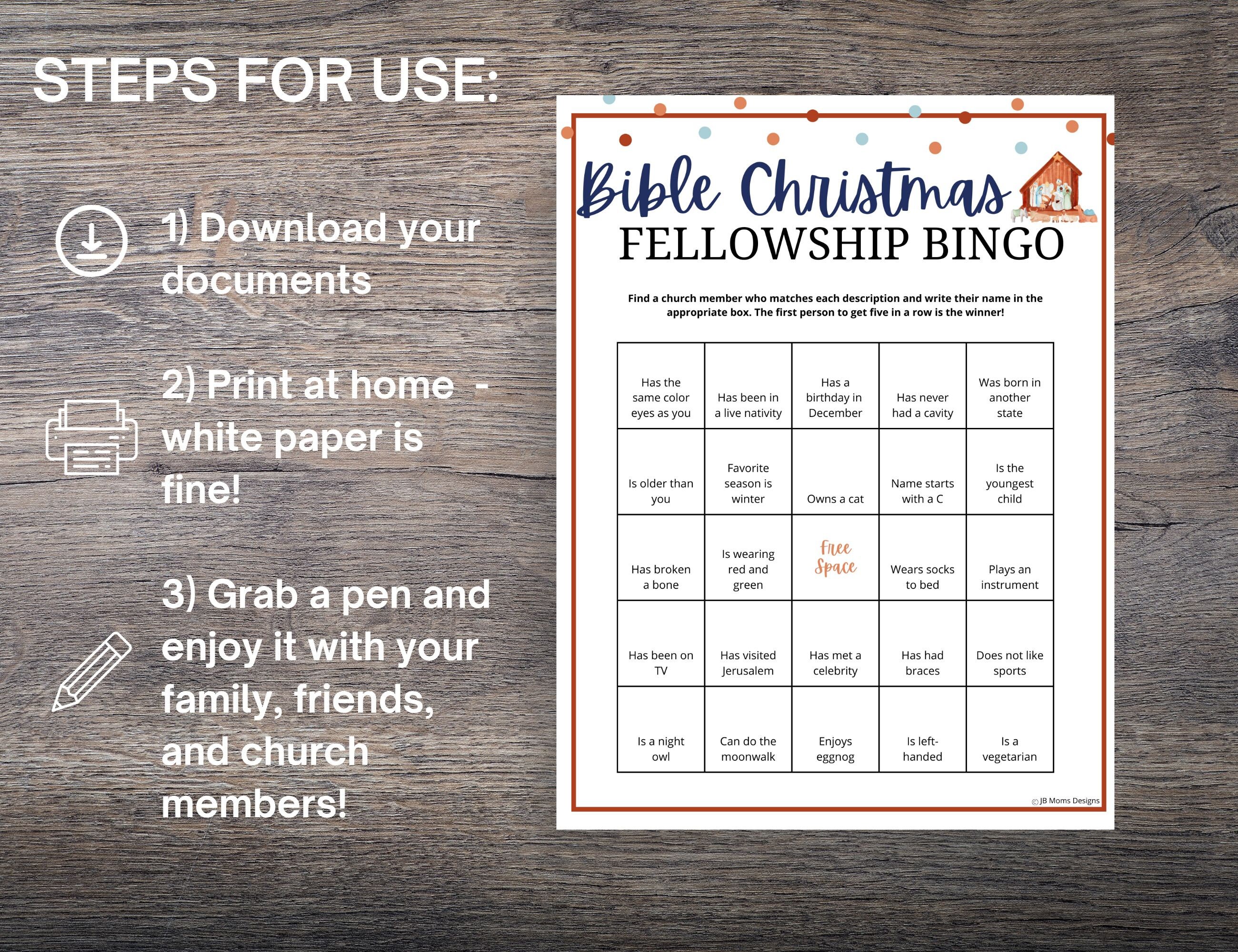 Bible Christmas Fellowship Bingo Game: Church Icebreaker (digital ...