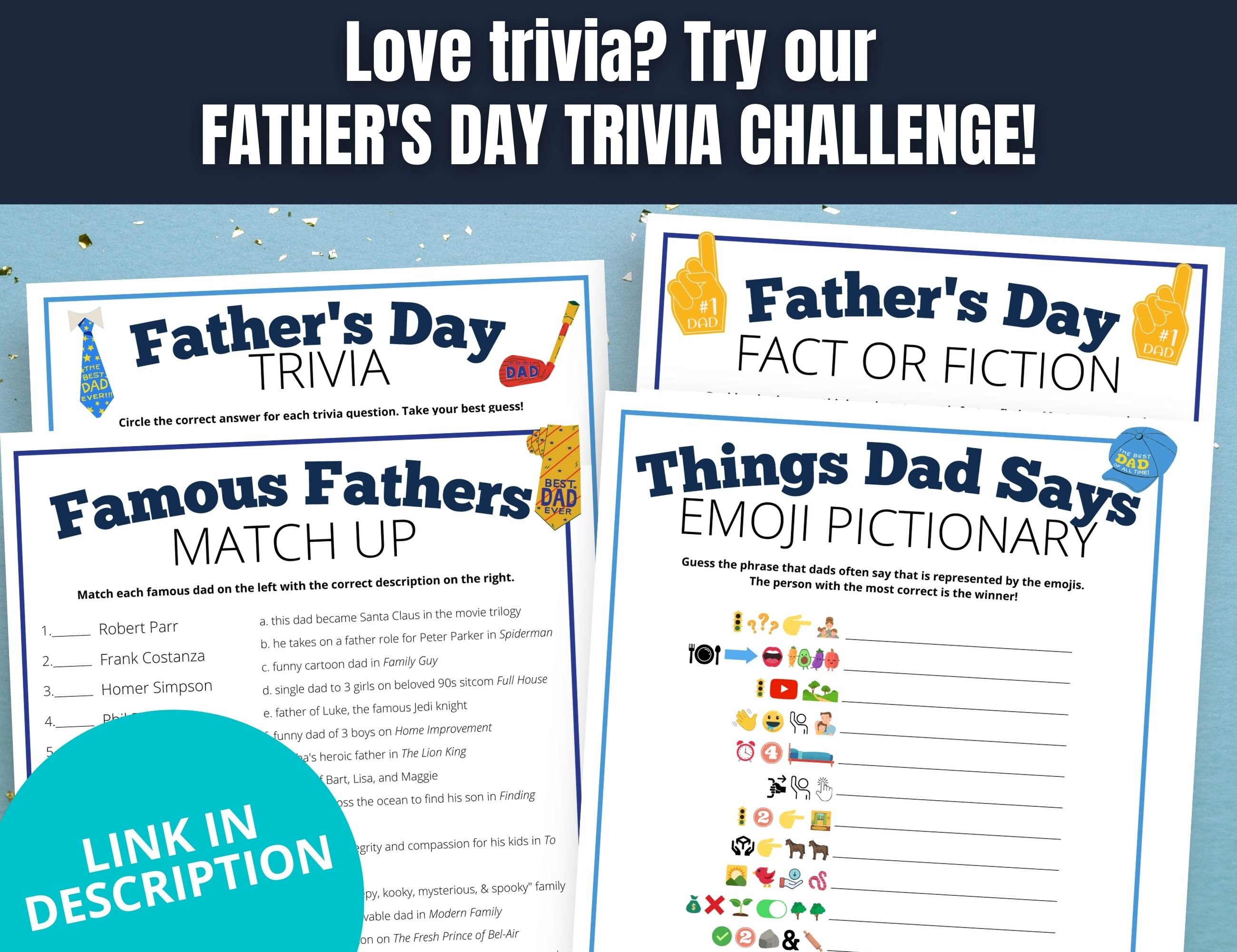 Father's Day Trivia Game Printable for Kids & Adults - Etsy