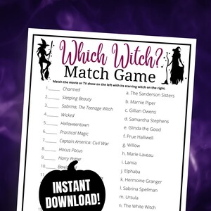 Halloween Which Witch Match Game, Witches Party, Witches Night Out ...