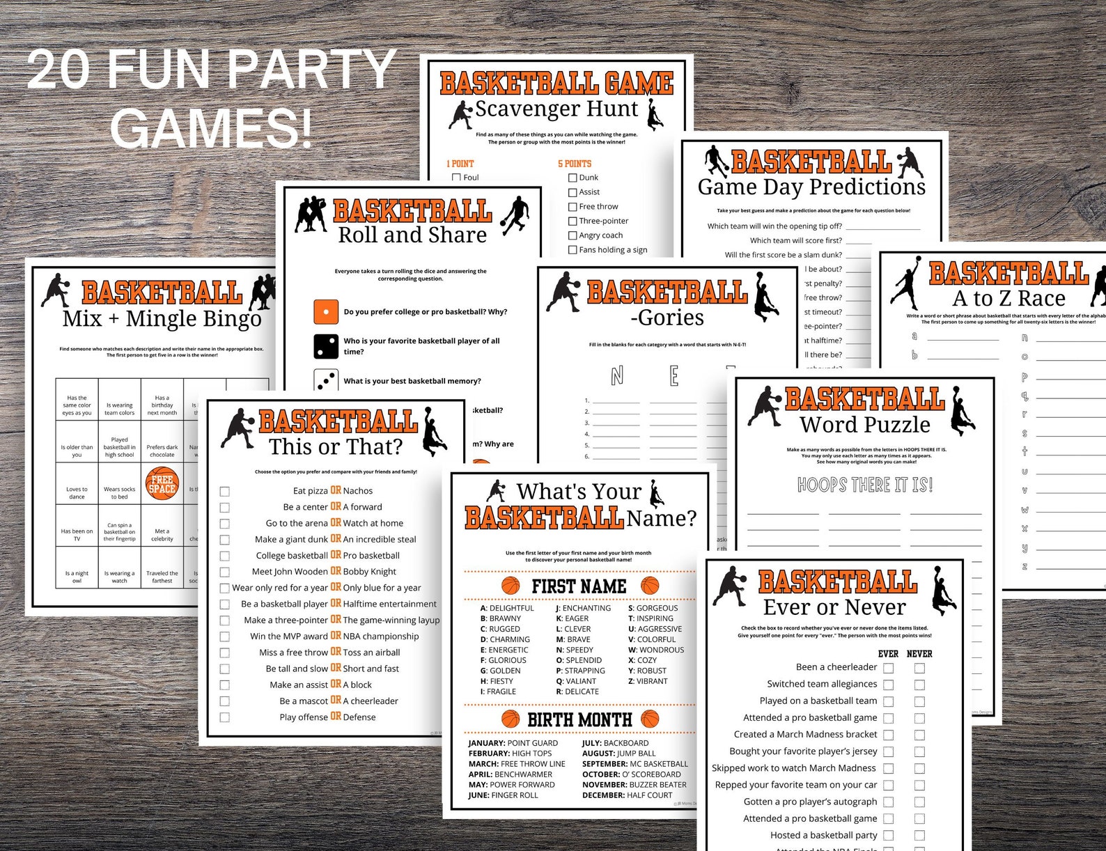 Basketball Party Games MEGA BUNDLE: 30 Pro Games (digital Download) - Etsy