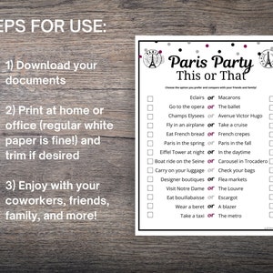 Paris Party Games: 20 Game Printable Activities Bundle (digital ...
