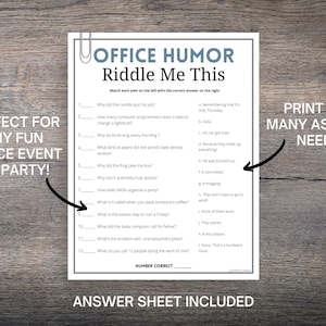 Office Riddle Game: Work Party Humor (printable PDF) - Etsy