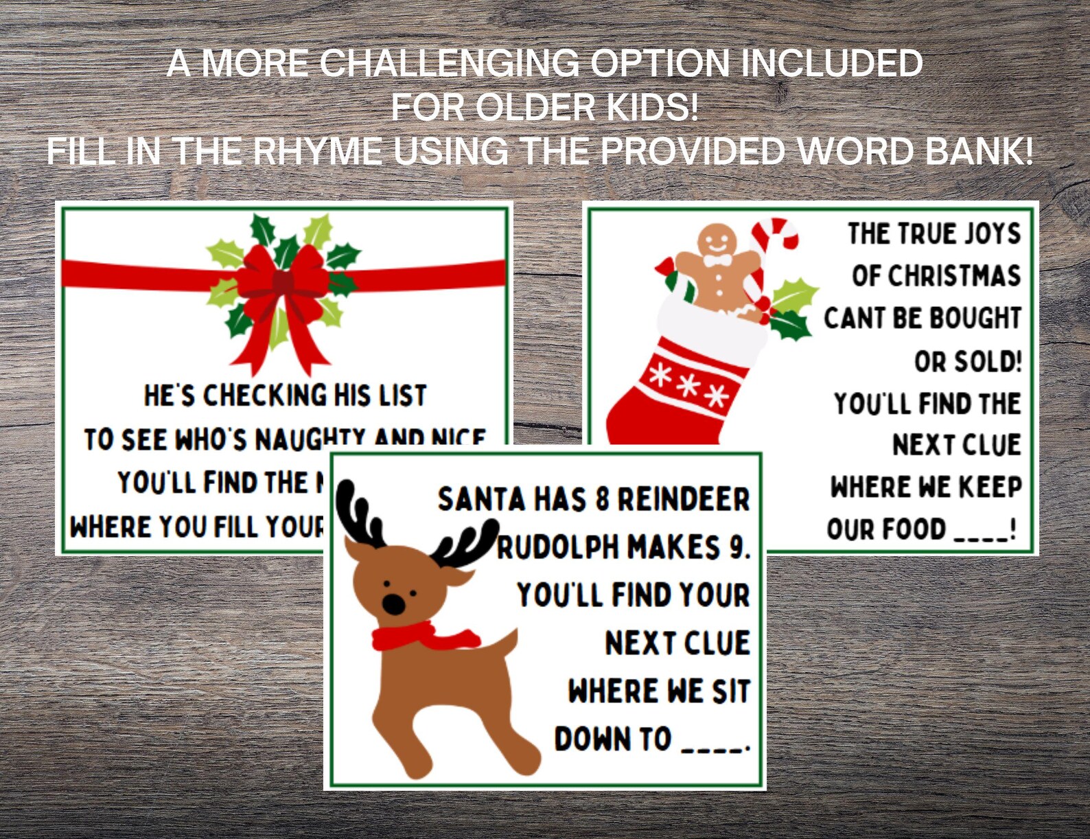 Christmas Scavenger Hunt: 24 Holiday Clues for Kids (instant Download ...