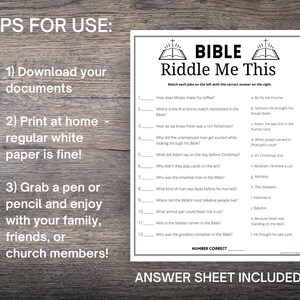 Bible Riddle Game: Fun Christian Printable (digital Download) - Etsy