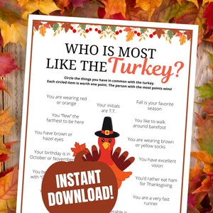 Who is Most Like Turkey, Funny Thanksgiving Game for Kids, Teens ...
