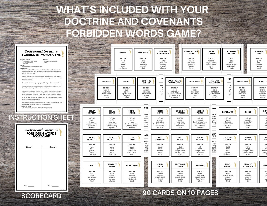 Doctrine and Covenants Forbidden Words Game: LDS Seminary or Sunday ...