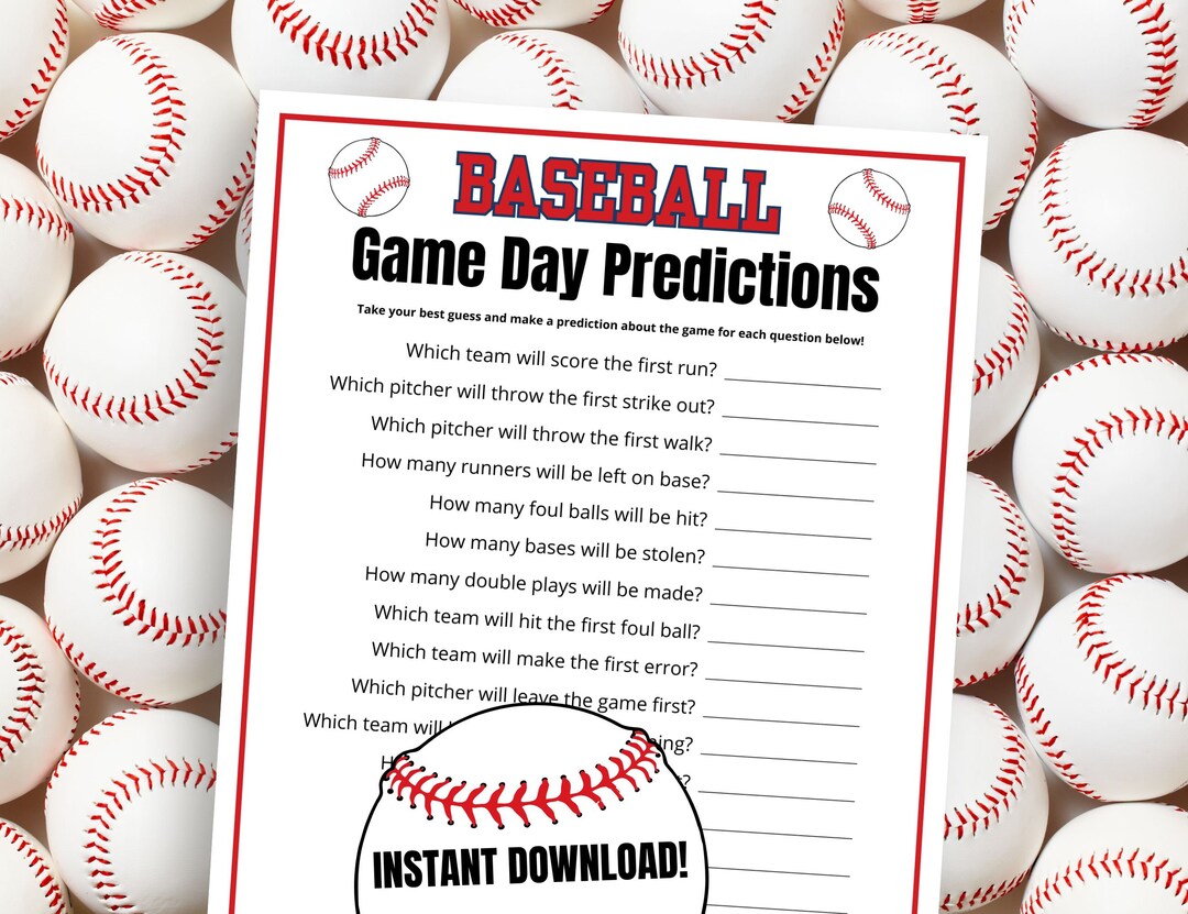 Baseball Game Day Predictions Game: Baseball-themed Party Activity ...