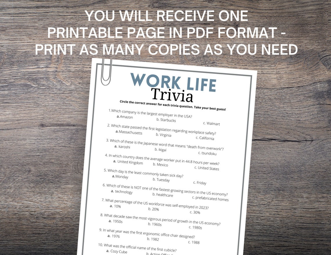 Work Trivia Game Fun Office Party Idea for Team Building - Etsy