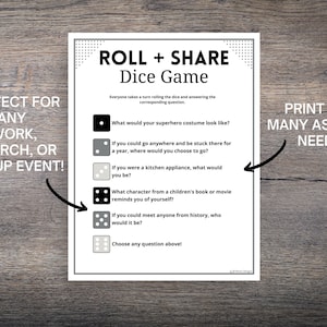 Roll and Share Icebreaker Game: Printable Table Talk Activity (digital ...