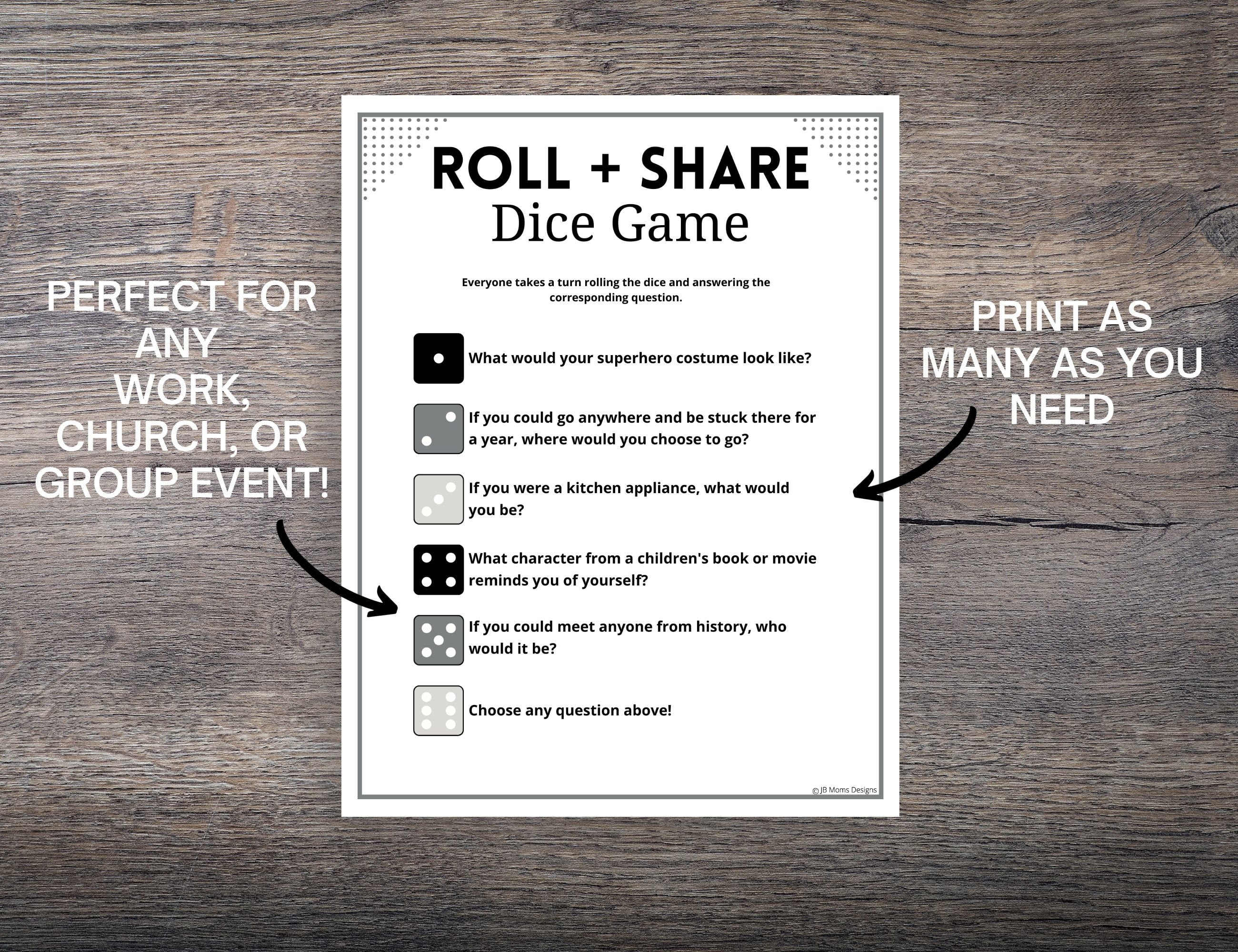 Roll and Share Icebreaker Game: Printable Table Talk Activity (digital ...