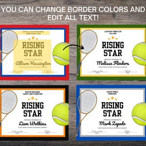 Editable Tennis Award Certificates: End of Season Team Party Awards ...