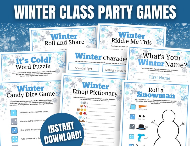 Winter Party Games Bundle: Classroom Holiday Fun Activities (digital ...