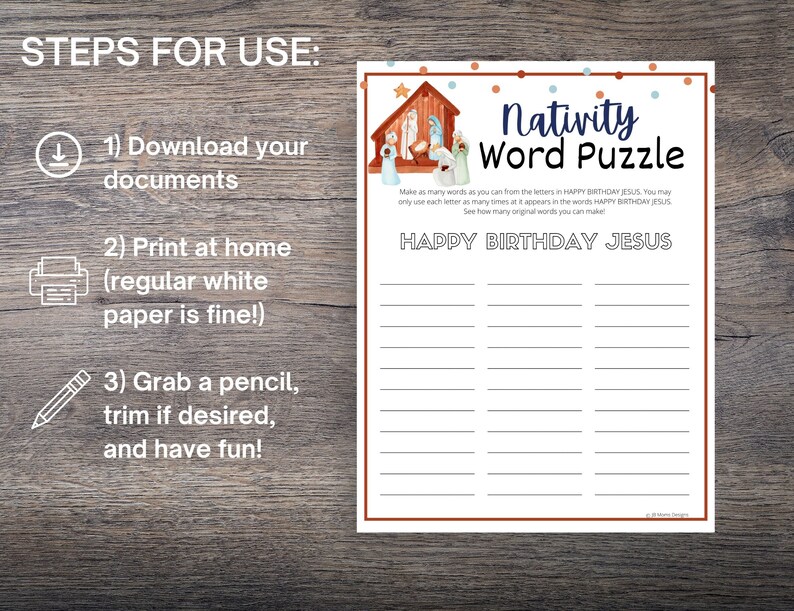Bible Christmas Nativity Word Puzzle Church Christmas Party - Etsy
