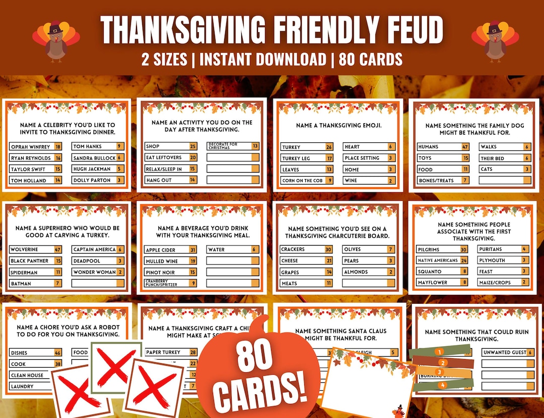 Thanksgiving Friendly Feud Game: Fun Holiday Game Show Activity for ...