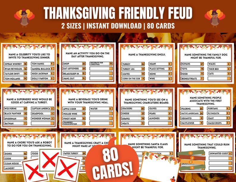 Thanksgiving Friendly Feud Game: Fun Holiday Game Show Activity for ...