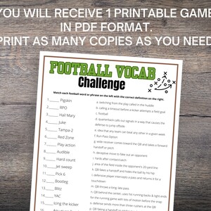 Football Vocabulary Quiz Game: Trivia Night Party (digital Download) - Etsy