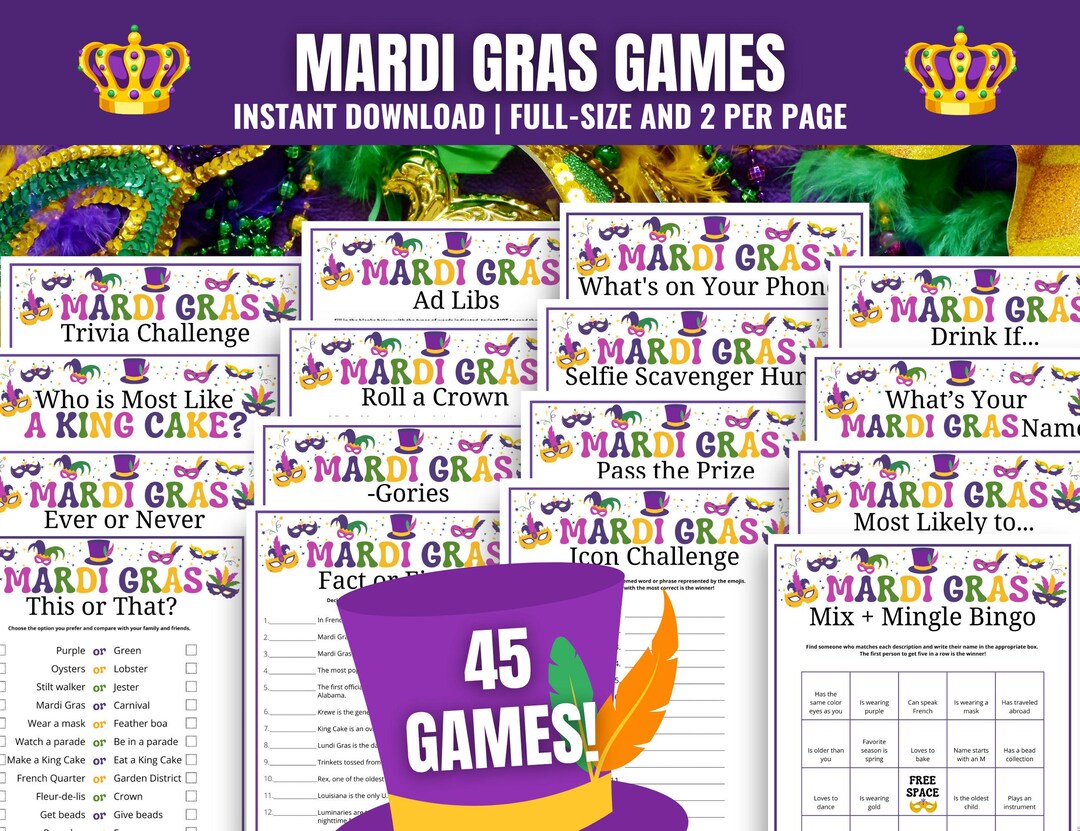 Mardi Gras Games MEGA Bundle: 45 Party Games, Activities and ...