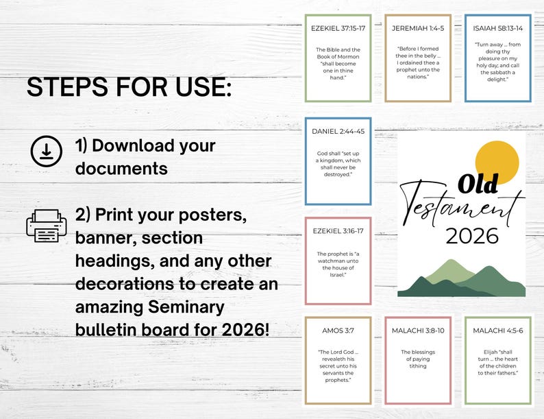 2026 LDS Seminary Old Testament Bulletin Board Kit (printable) - Etsy ...