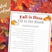 Fall Fill in the Blank Printable Game Fun Fall (Download Now) - Etsy