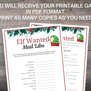 Funny Elf Mad Libs Game: Christmas Family Activity (PDF) - Etsy