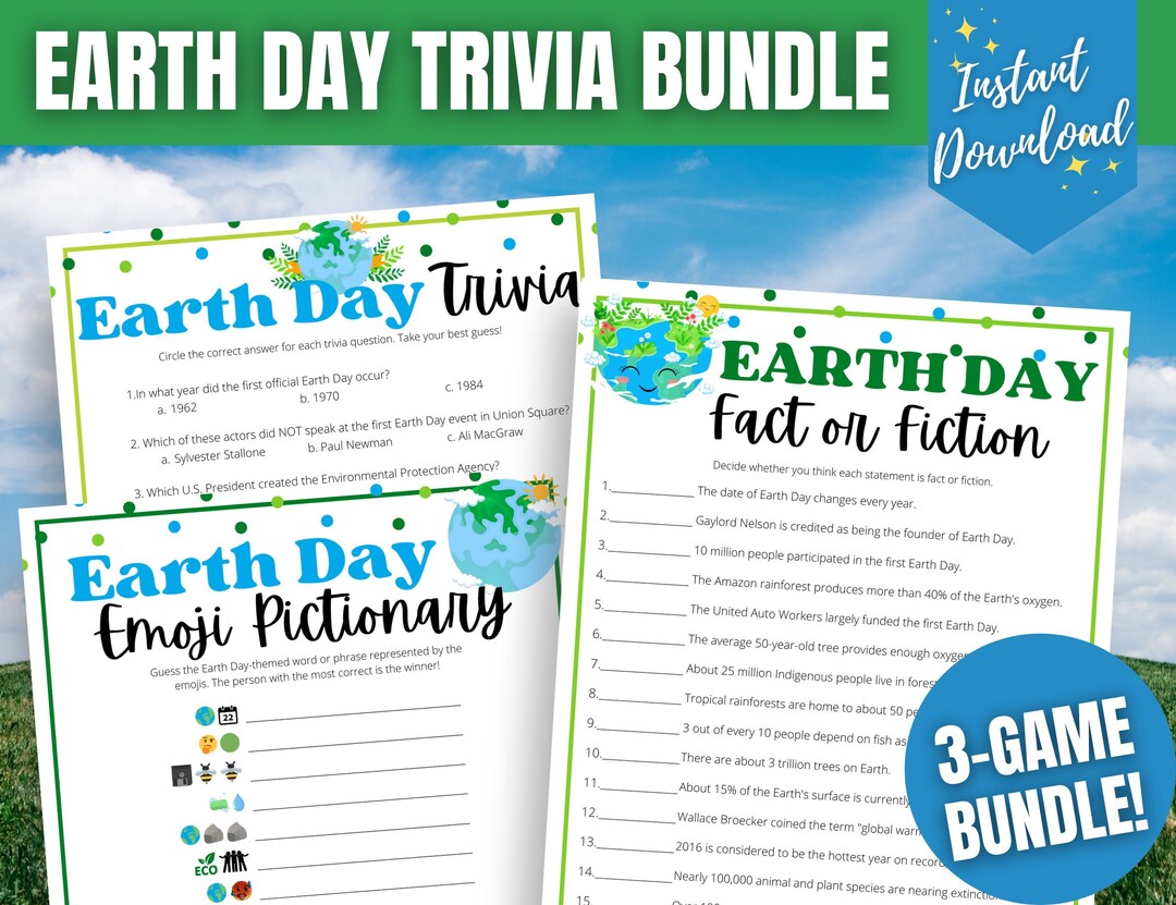 Earth Day TRIVIA 3-GAME Bundle Earth Day Activities for Kids - Etsy