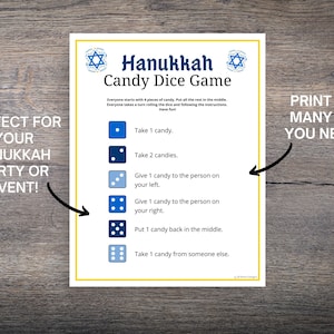 Hanukkah Candy Dice Game for Kids, Teens, & Adults, Fun Hanukkah Party ...