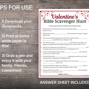 Valentine's Bible Scavenger Hunt Game: Christian Activity (PDF) - Etsy