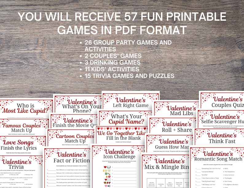 Valentine's Day Games MEGA Bundle: 57 Fun Party Games, Activities and ...