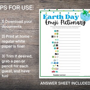 Earth Day Emoji Pictionary Game, Fun Earth Day Trivia Game Printable ...