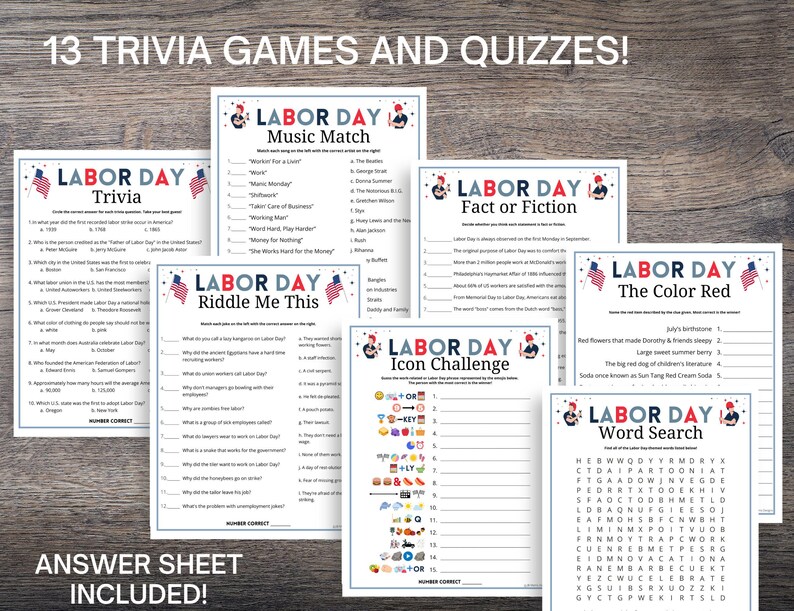 Labor Day Games Bundle: 45 Patriotic Party Activities and Icebreakers ...