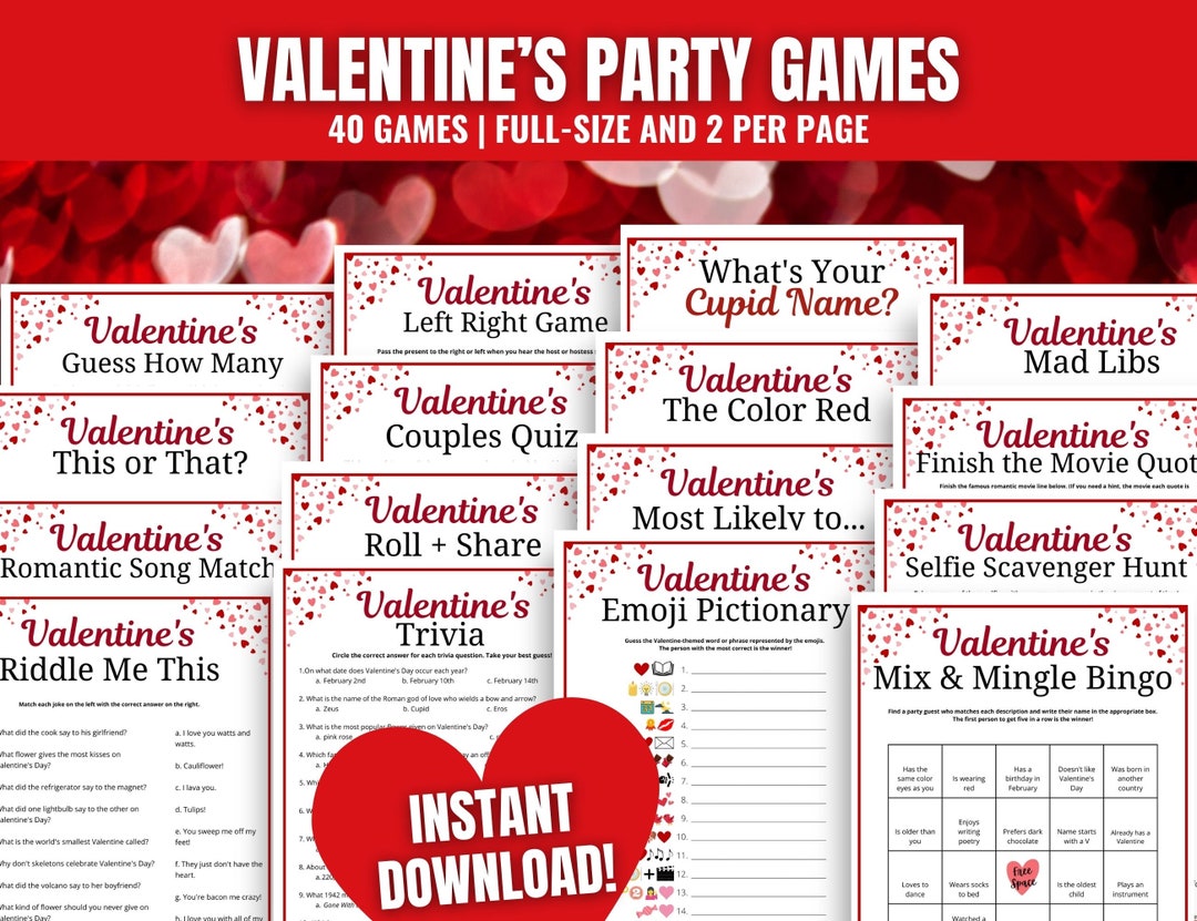 Valentines Games MEGA BUNDLE, Fun Valentine's Party Games, Valentine's ...