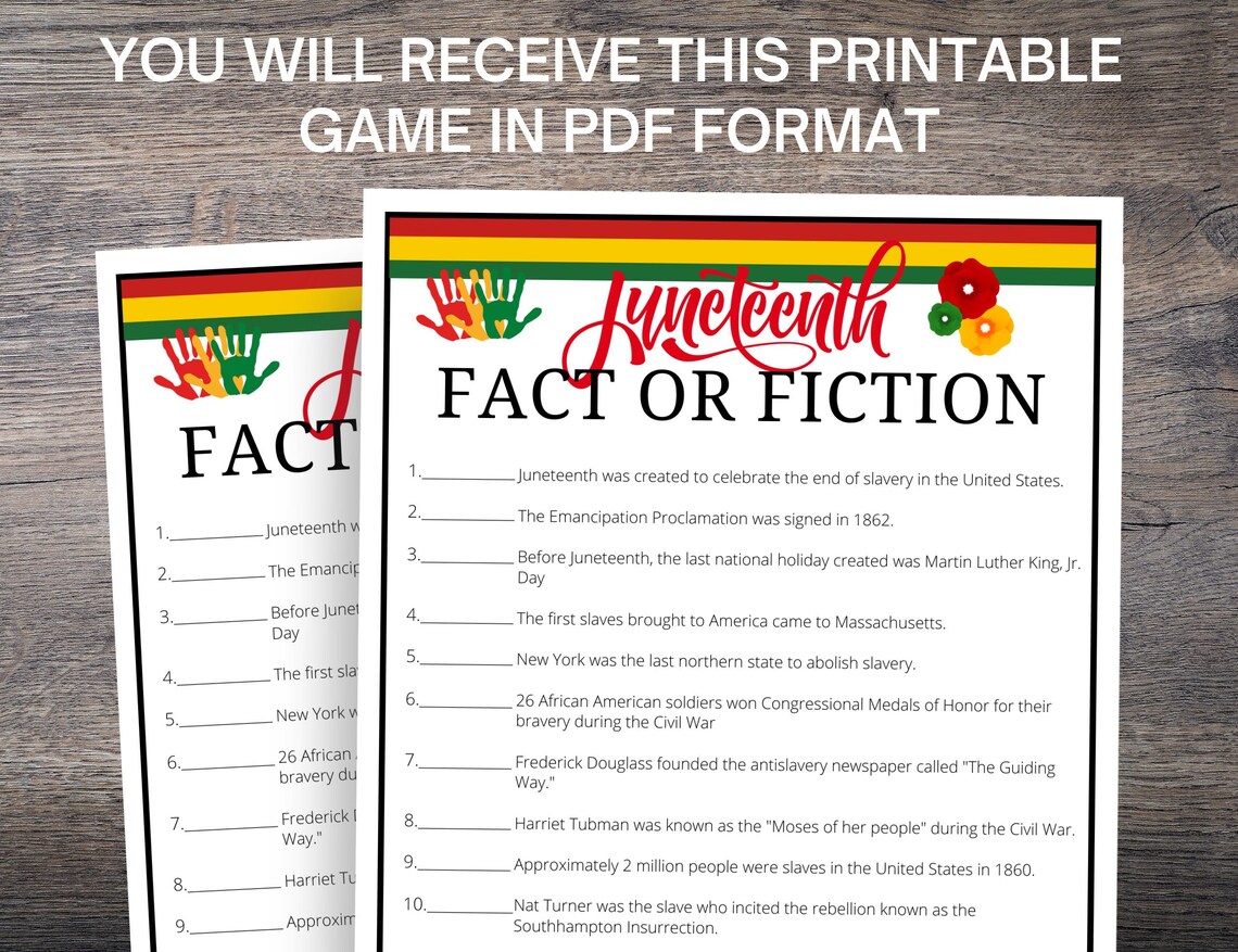 Juneteenth Fact or Fiction Trivia Game Fun Juneteenth Game to - Etsy